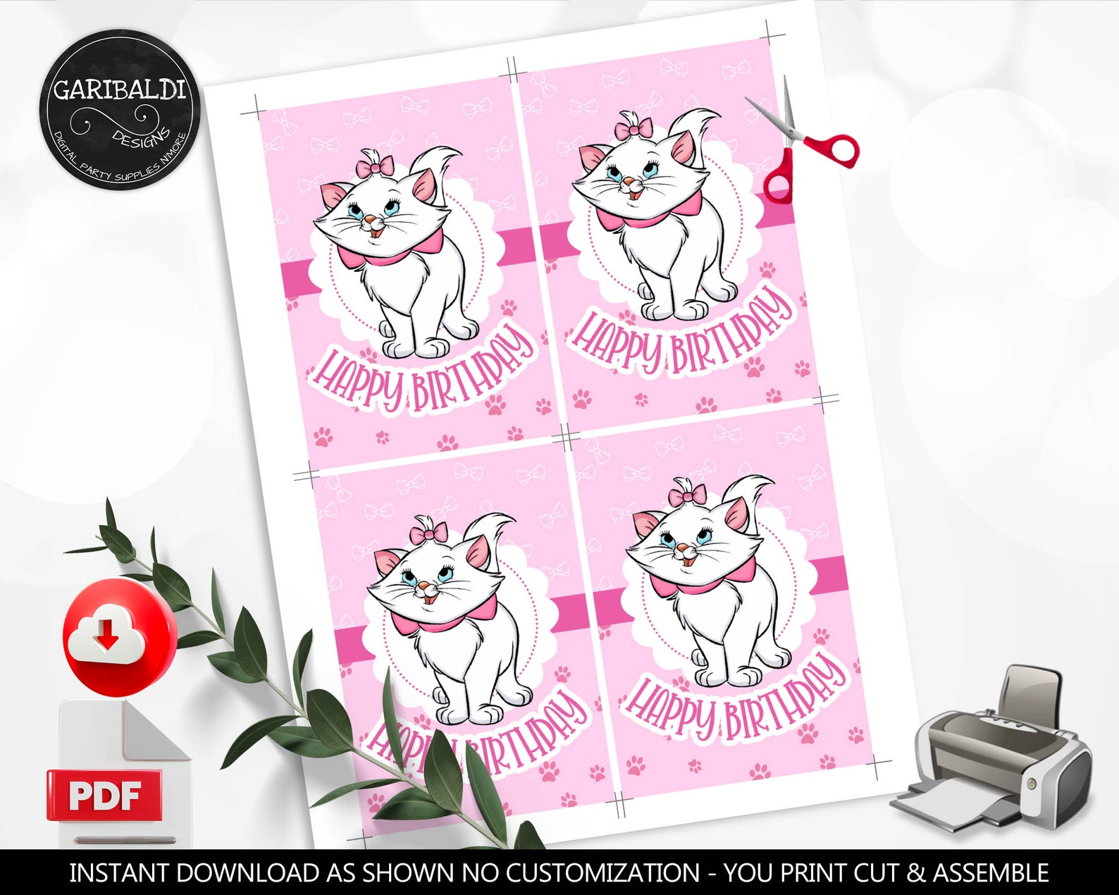 Cat Marie Juice Pouch Labels Printable Marie Capri Sun Labels Instant ...