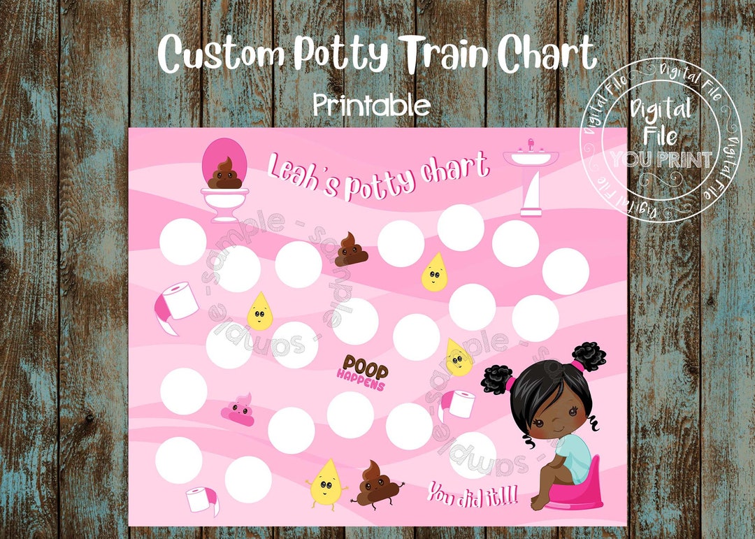 Printable Potty Training Chart, Custom Girl Potty Train Printable Chart ...