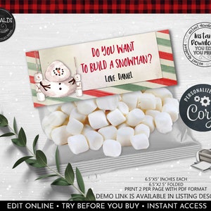 Printable Christmas Bag Topper Build a Snowman Bag Topper Editable ...
