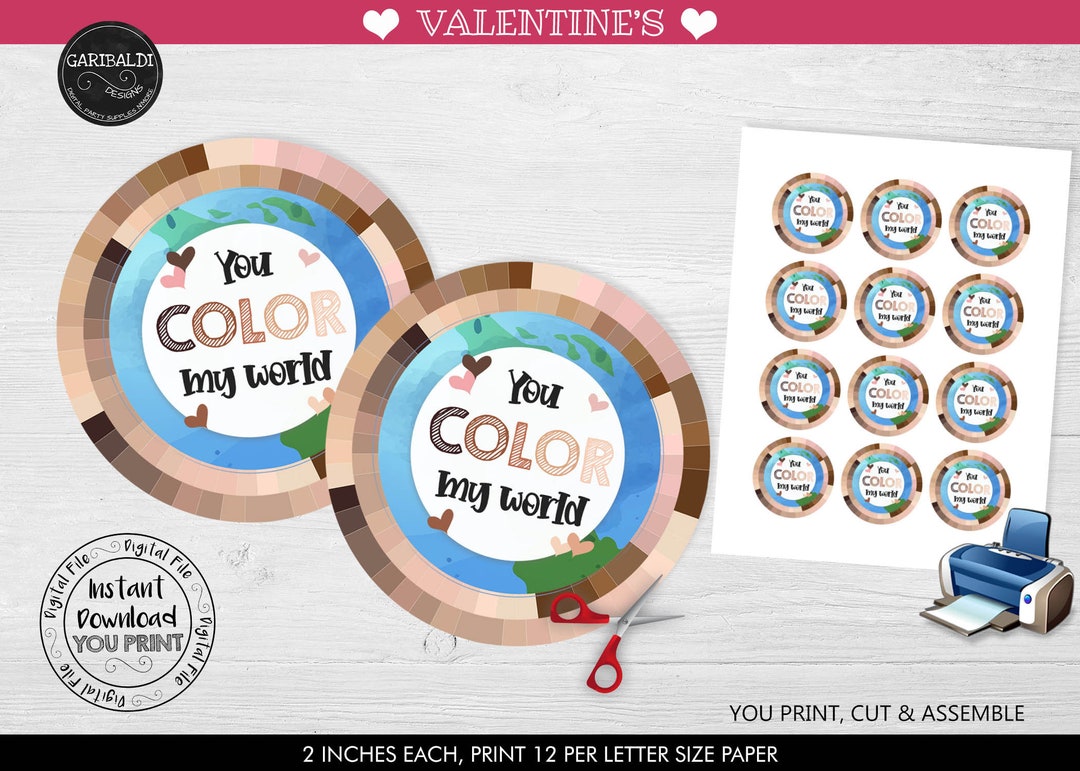 Valentine You Color My World Card, Valentine's Day Cards, School Happy ...