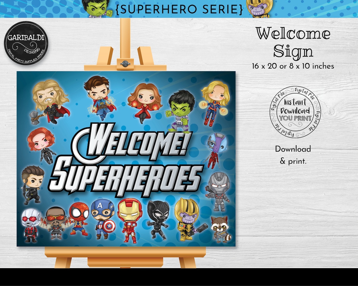 Printable Superhero Welcome Sign Superhero Birthday Party Sign - Etsy