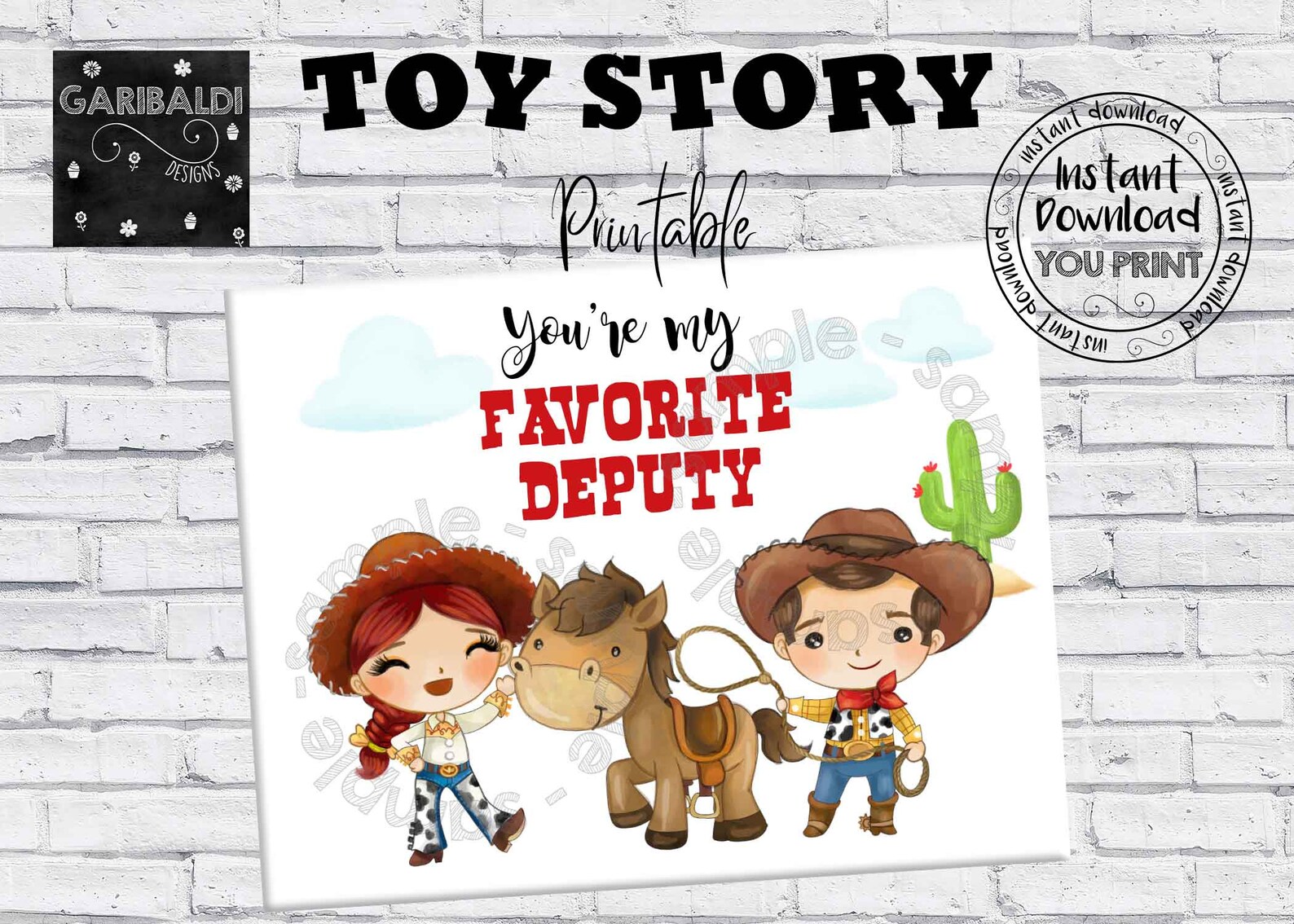 Printable you're My Favorite Deputy Sign Toy | Etsy