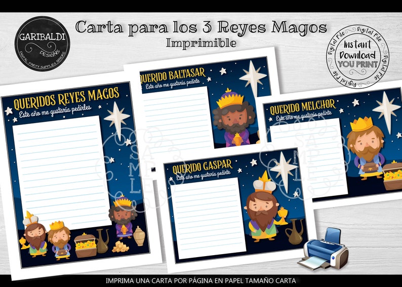 Carta Para Los Reyes Magos Imprimible Wish List Letter 3 Wise Men ...