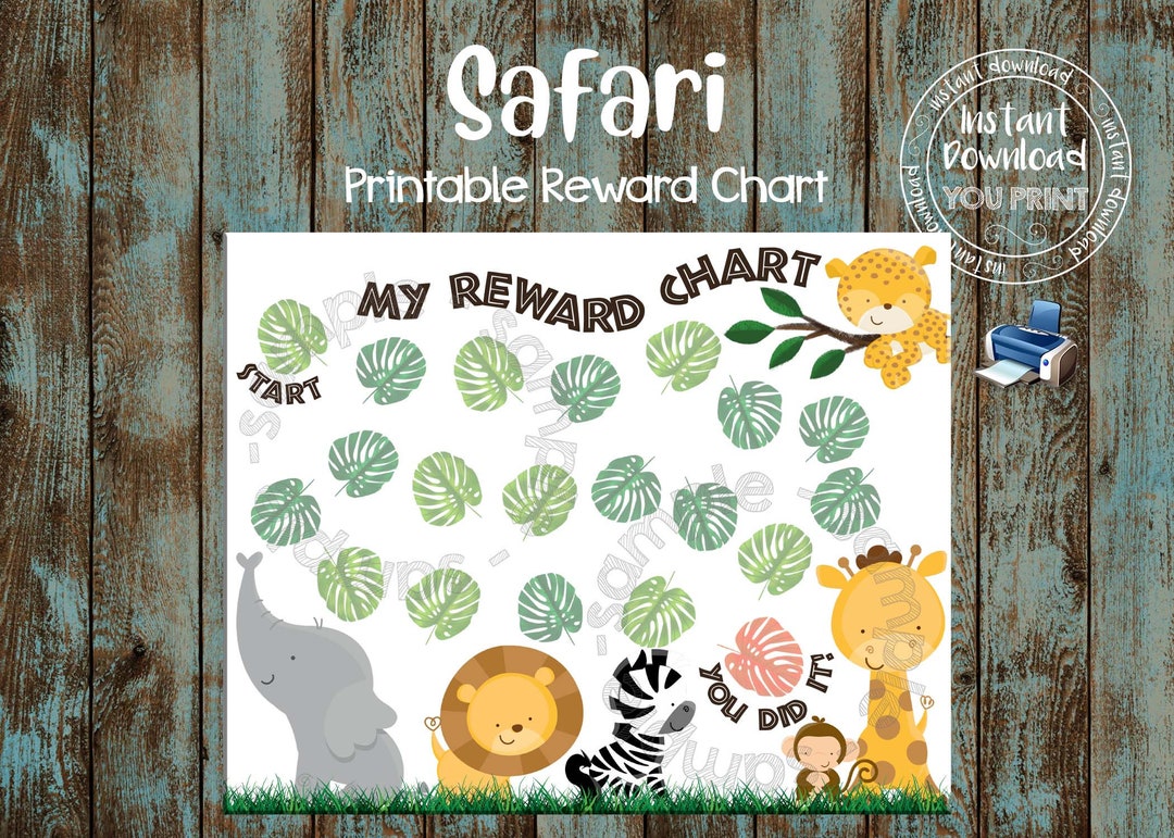Printable Reward Chart, Safari Reward Chart, Safari Potty Train Chart ...