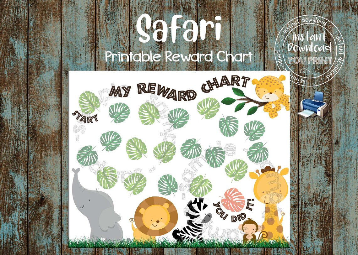 Printable Reward Chart Safari Reward Chart Safari Potty - Etsy