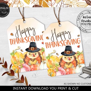 Printable Thanksgiving Favor Tags Happy Thanksgiving Gift - Etsy