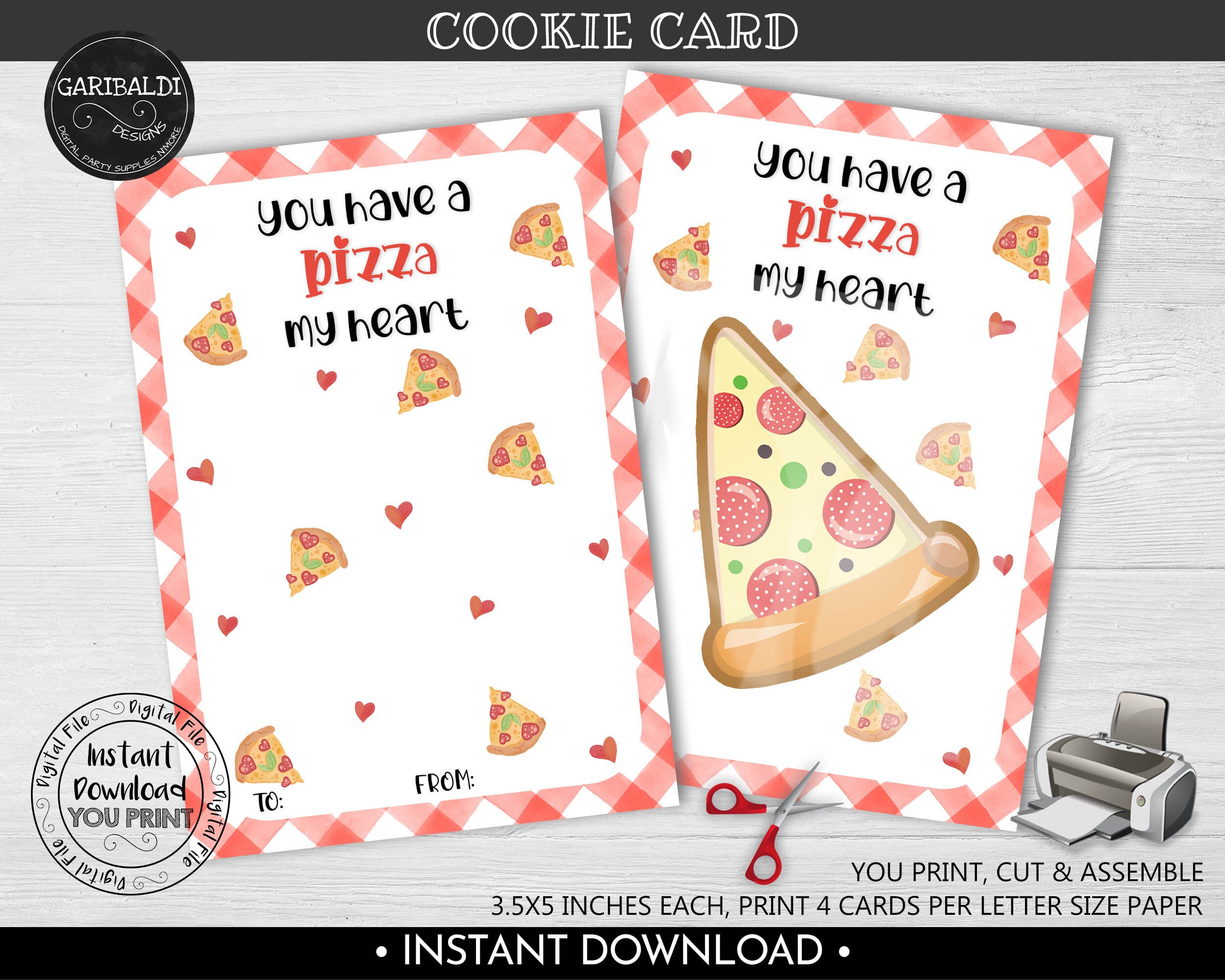 You've Got a Pizza My Heart Cookie Card, Valentine's Day Cookie Card ...