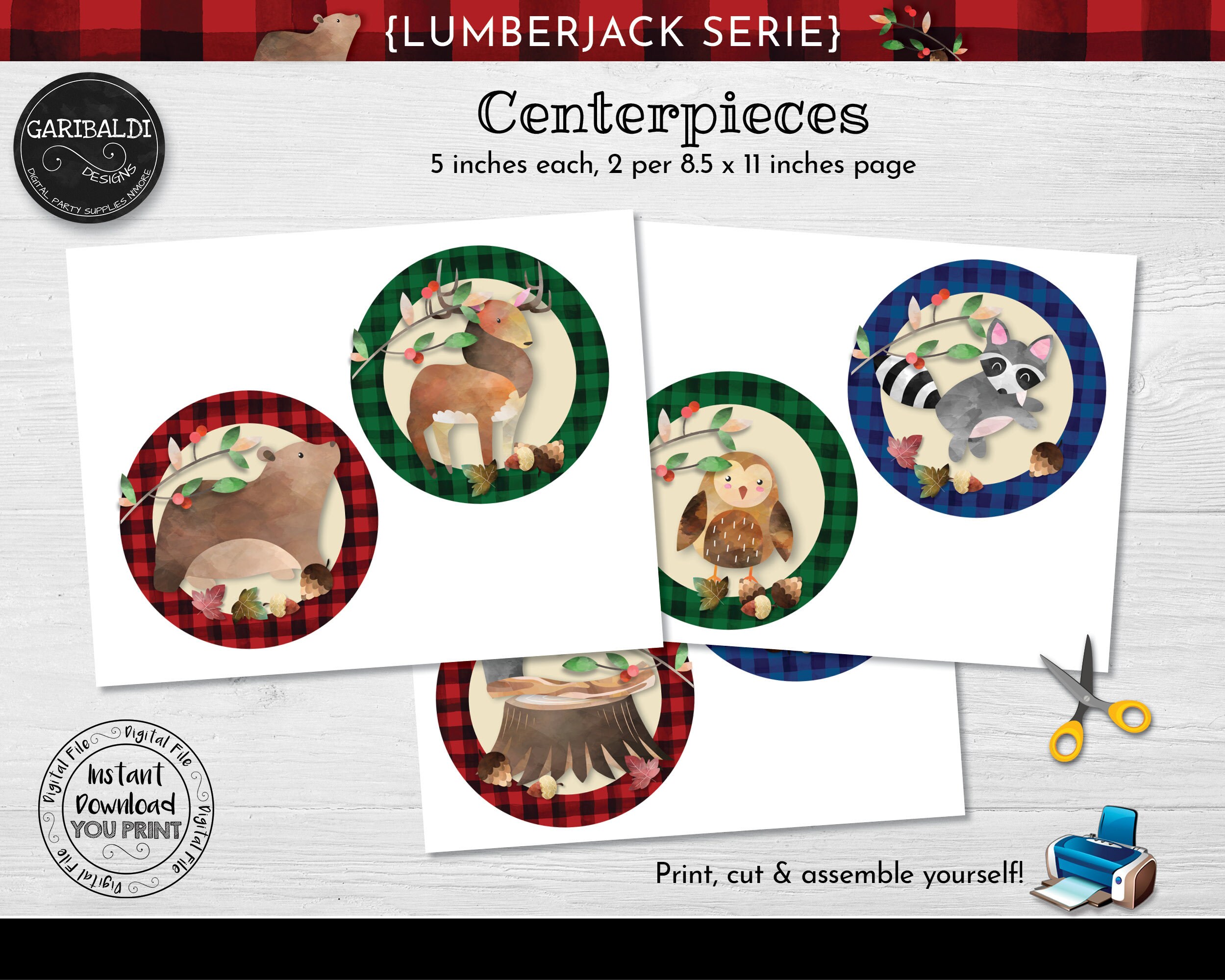 Lumberjack Centerpieces Printable Woodland Party Decorations | Etsy