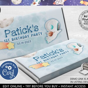 Editable Outer Space Chocolate Bar Wrapper, Instant Download Astronaut ...