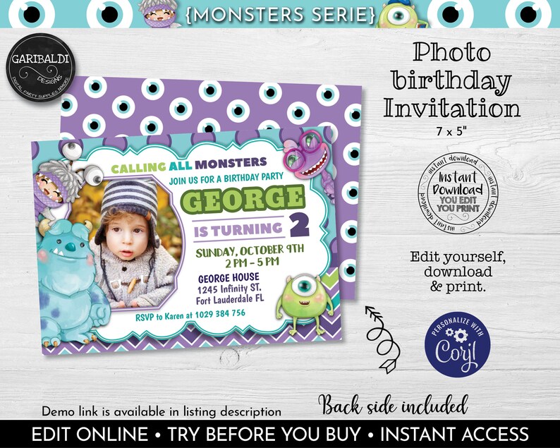 Editable Monsters Birthday Party Invitation Printable Monsters - Etsy