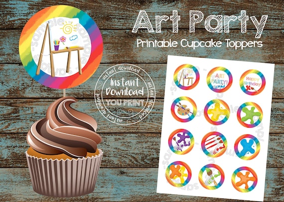 Art Party Cupcake Toppers