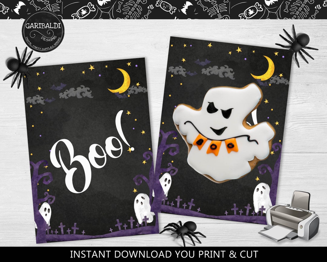 Printable Halloween Cookie Card, Printable Ghost Cookie Card Holder ...