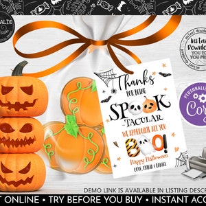 Editable Halloween Appreciation Favor Tags Spooktacular Teacher ...