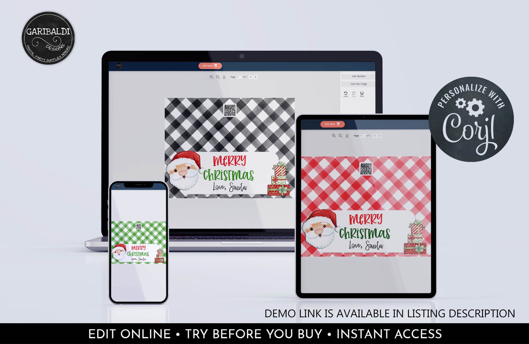 Editable Christmas Bag Topper Printable Santa Bag Topper - Etsy