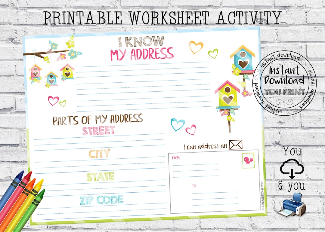 My Address Worksheet, Homeschool Address Kids Activity, Home School ...