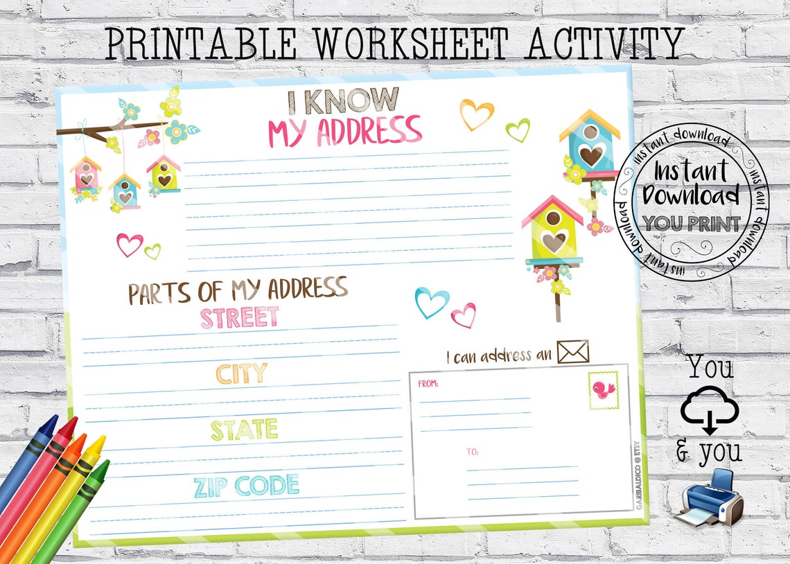 My Address Worksheet Homeschool Address Kids Activity Home - Etsy