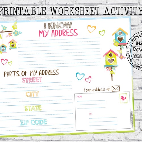 My Address Worksheet Homeschool Address Kids Activity Home - Etsy