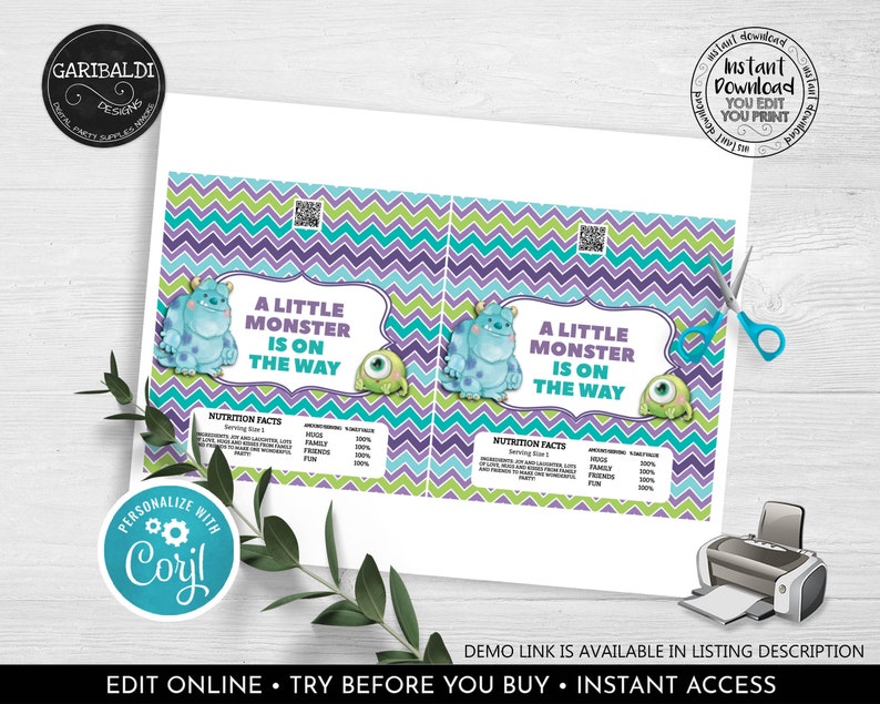 Editable Candy Bar Wrapper Monsters Chocolate Bar Wrapper - Etsy Australia