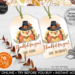 Editable Thanksgiving Gift Tags, Happy Thanksgiving Favor Tags ...