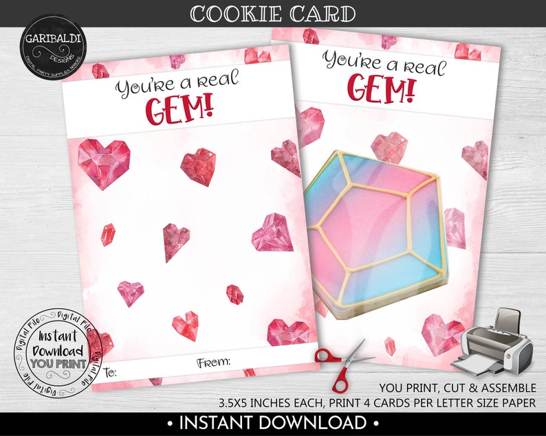 You Are a Real Gem Cookie Card, Valentine's Day Cookie Card, Instant ...