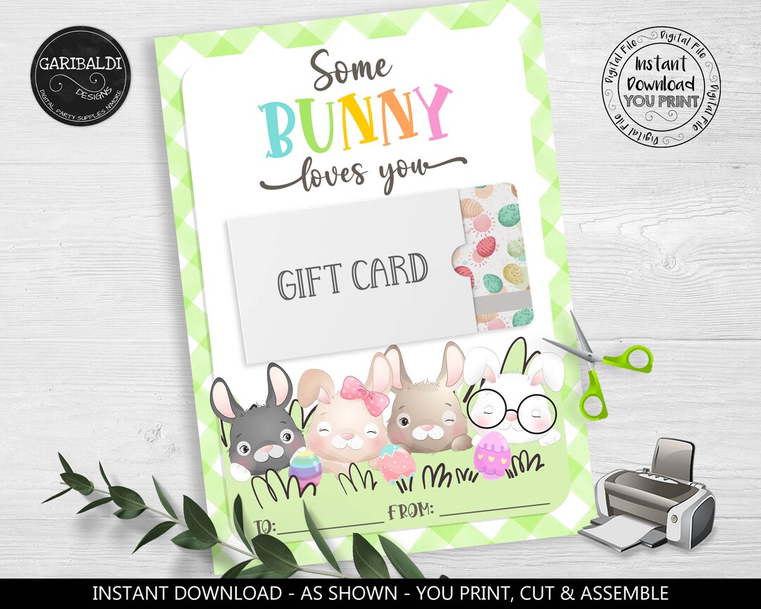 Easter Gift Card Holder Some-bunny Loves You Card Holder Printable ...