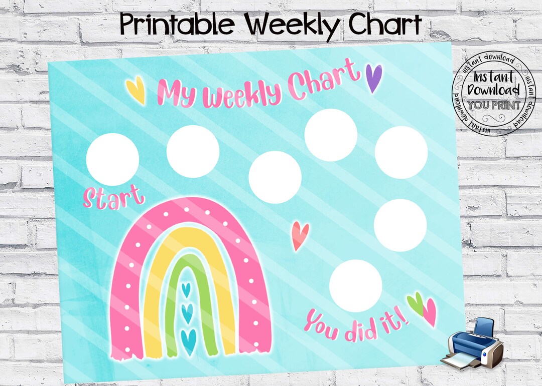 Printable Rainbow Weekly Chart, Rainbow Reward Chart, Rainbow 7 Days ...