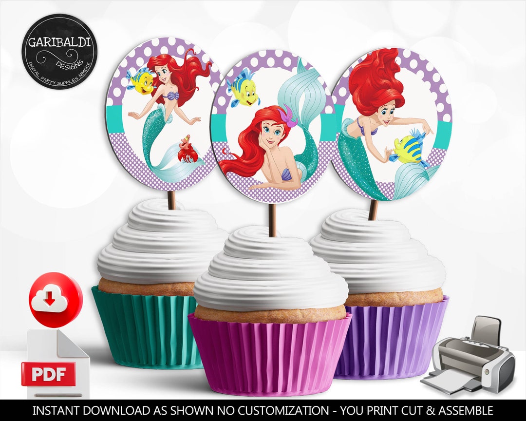 Little Mermaid Cupcake Toppers Instant Download Under the Sea Birthday ...