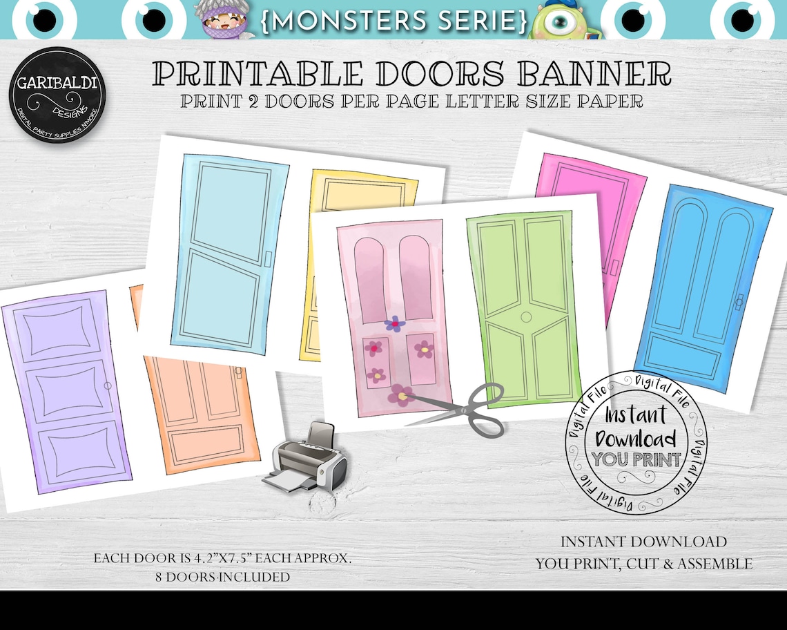 Printable Monsters Banner Monsters Doors Banner Monsters Baby Shower ...