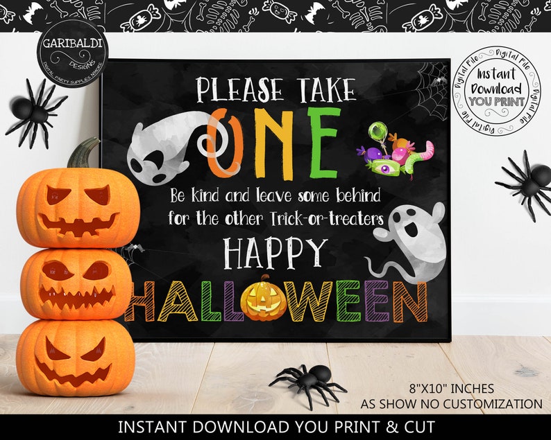 Printable Halloween Door Sign Please Take One Party Decor - Etsy