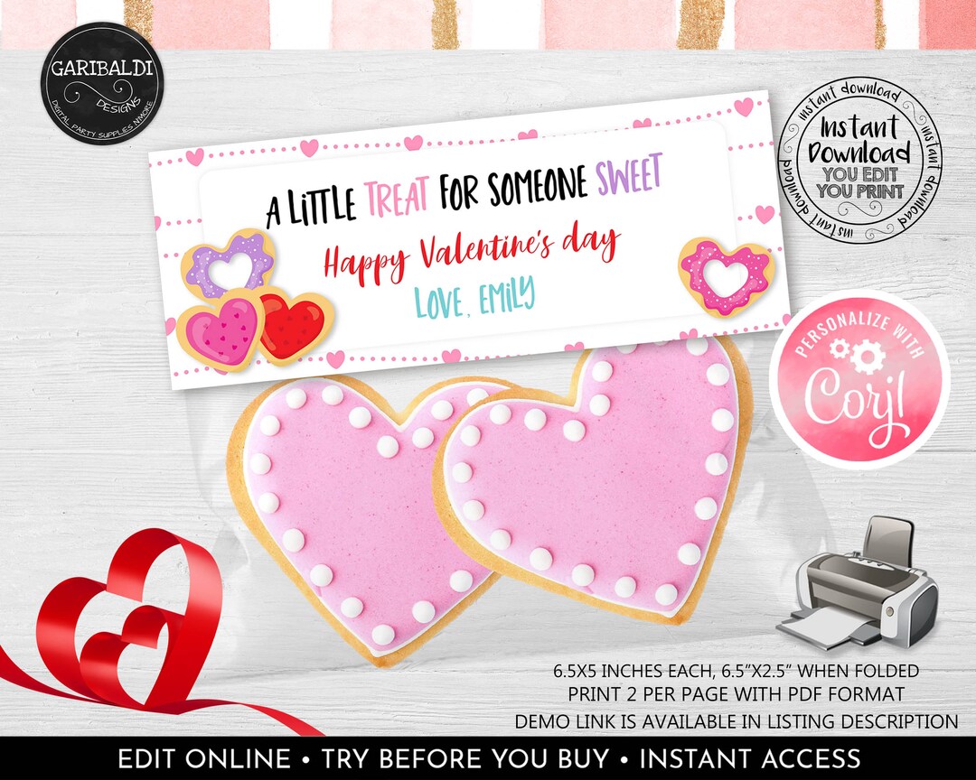 Editable Valentine's Day Bag Topper Valentine's Day Treat Bag Topper ...