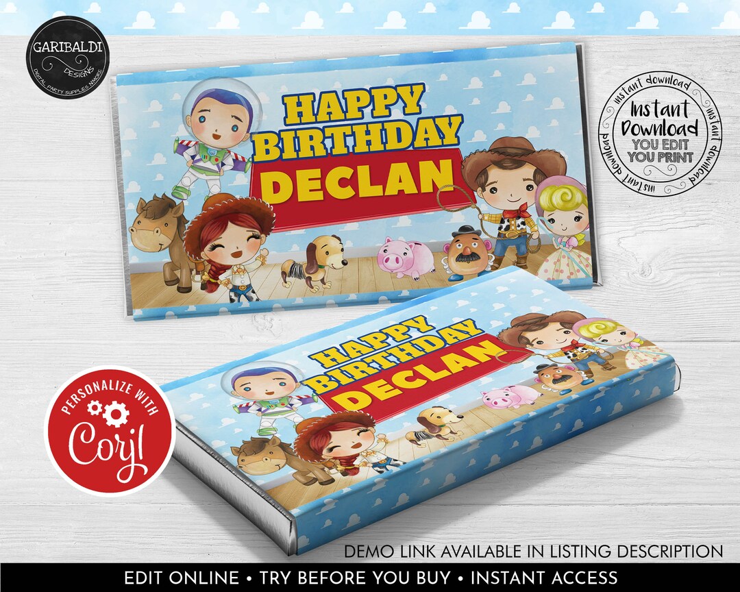 Editable Toy Story Candy Bar Wrapper Instant Download Birthday Party ...