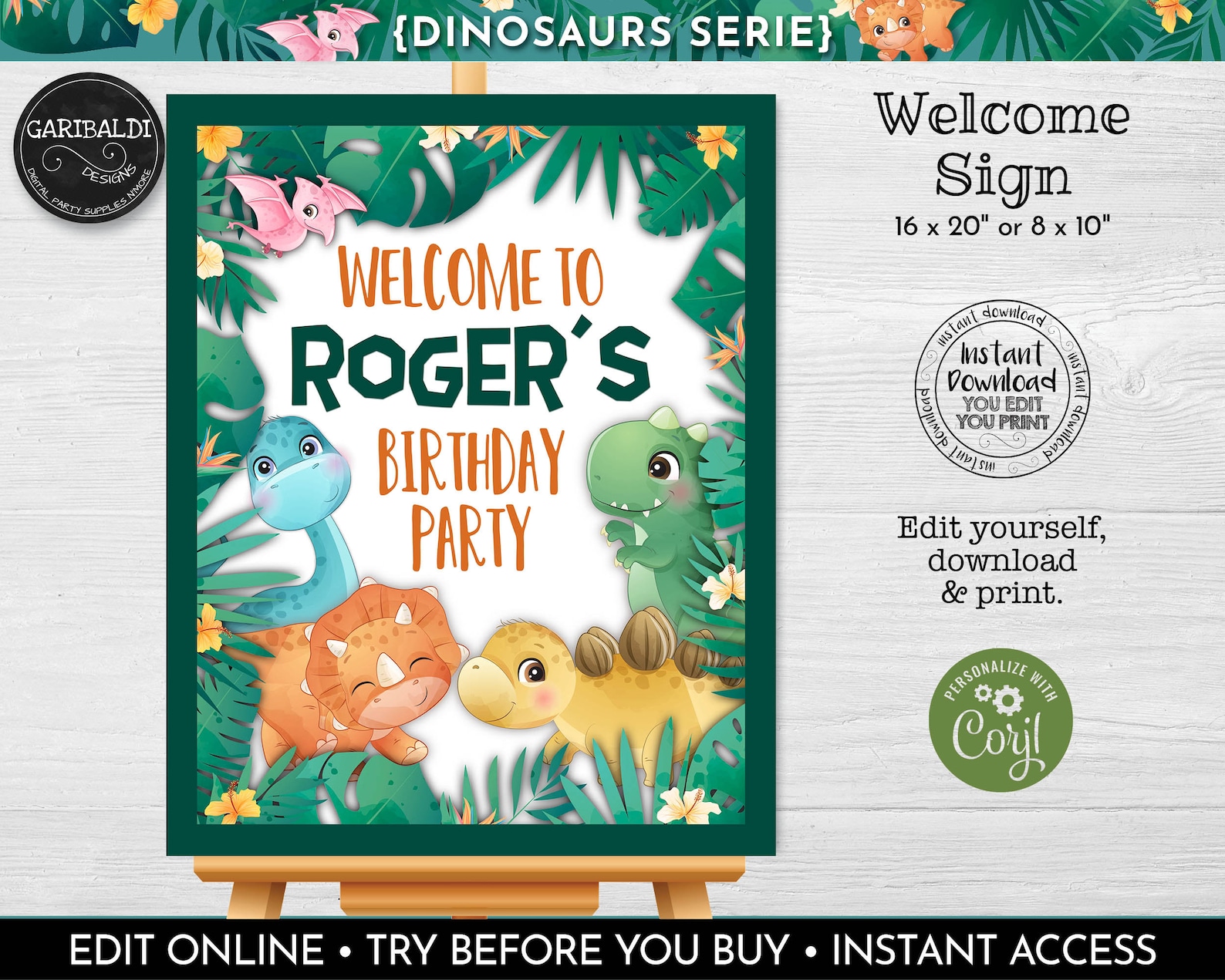 Editable Dinosaur Welcome Sign Printable Dinosaur Poster Dinosaur ...