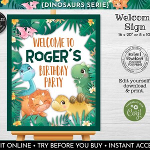 Editable Dinosaur Welcome Sign Printable Dinosaur Poster Dinosaur ...