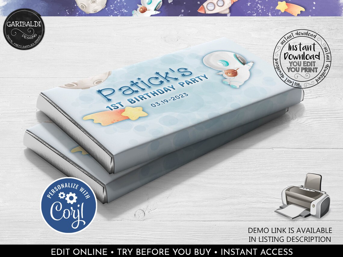 Editable Outer Space Chocolate Bar Wrapper Instant Download - Etsy