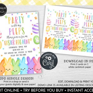 Editable Easter Egg Hunt Invitation, Easter Peeps Invitation, Party ...