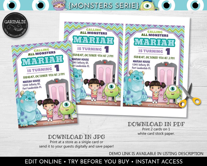 Editable Monsters Birthday Party Invitation Printable Monsters - Etsy
