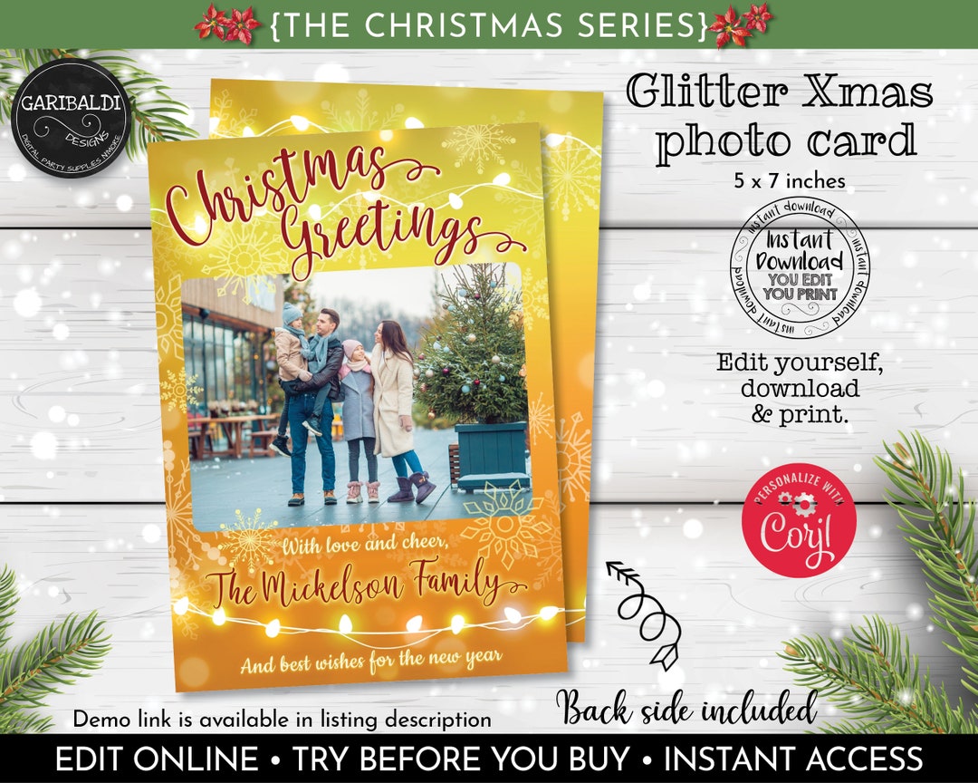 Editable Christmas Card, Christmas Photo Card, Printable Christmas Card ...