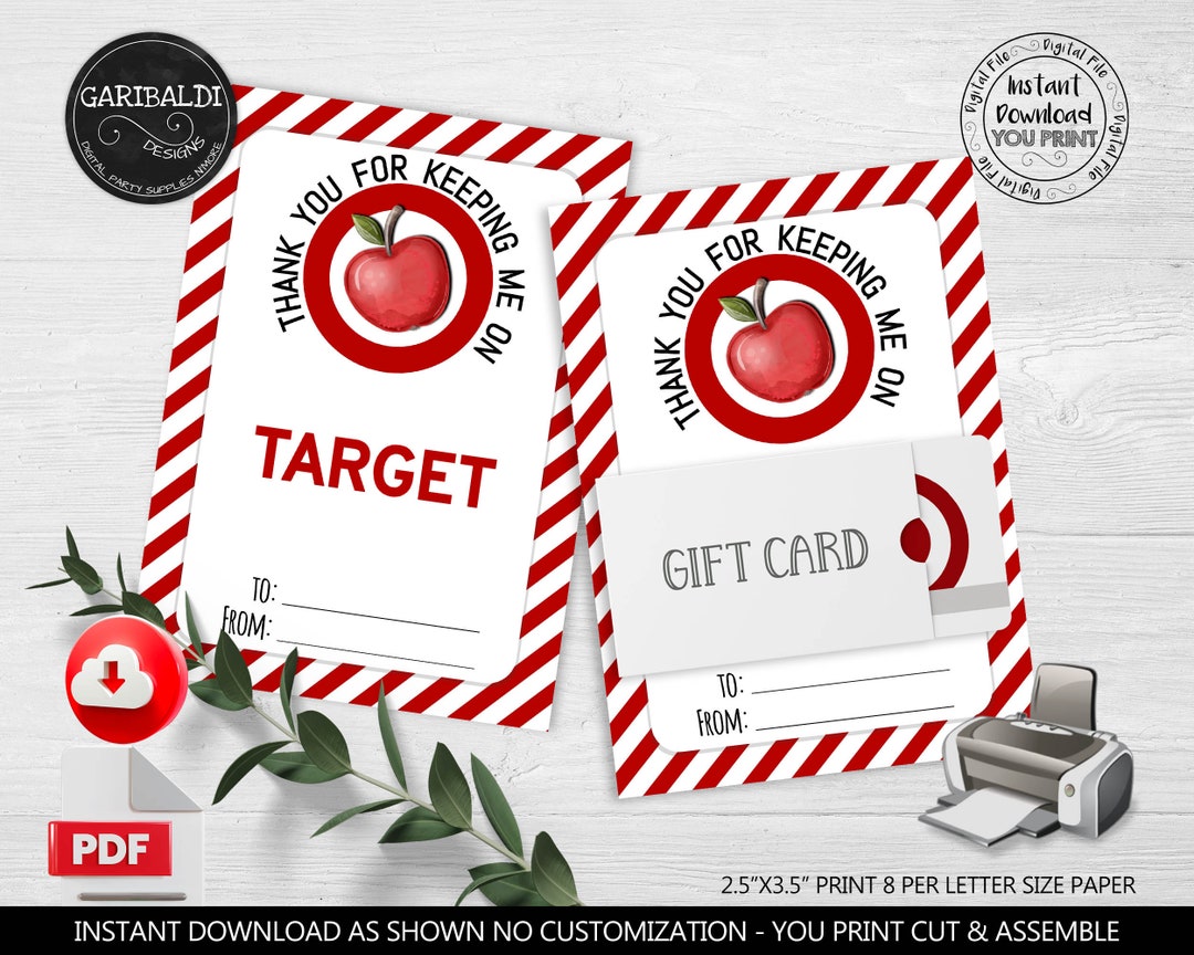 Teacher Appreciation Card Holder Thank You for Keeping Me on Target ...