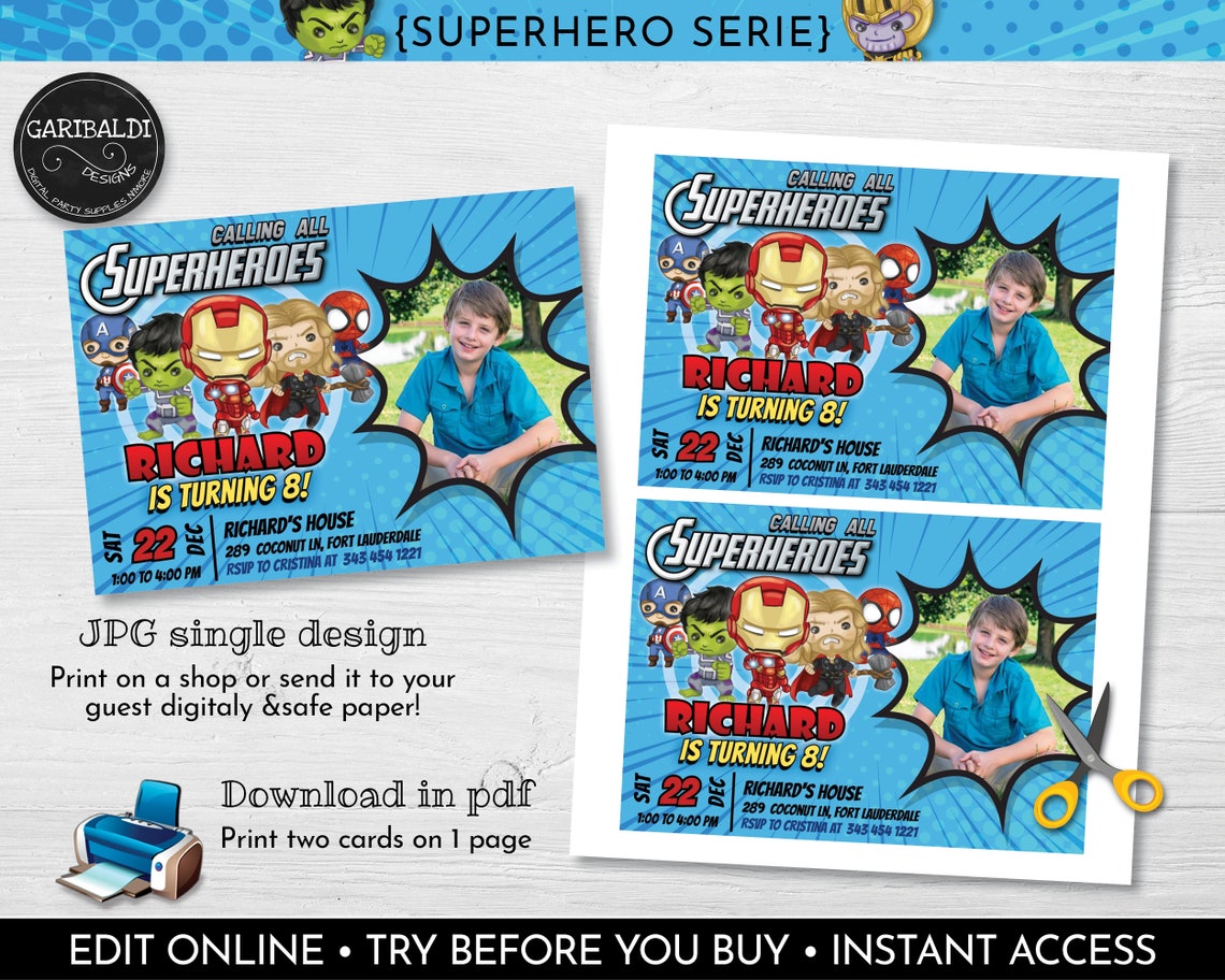 Editable Superhero Invitation Instant Download Superhero - Etsy