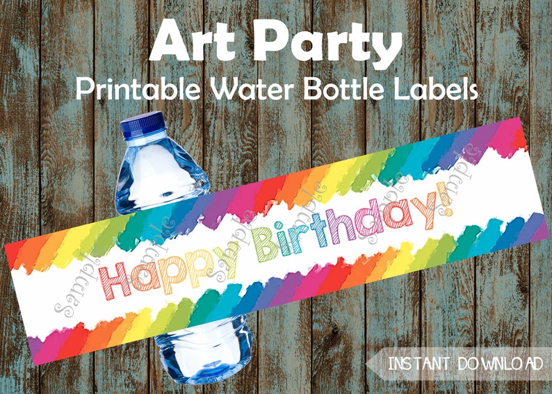 Printable Art Party Water Bottle Labels Art and Paint - Etsy