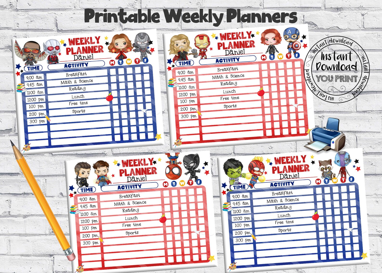 Printable Superhero Homeschool Planner Superhero Schedule | Etsy