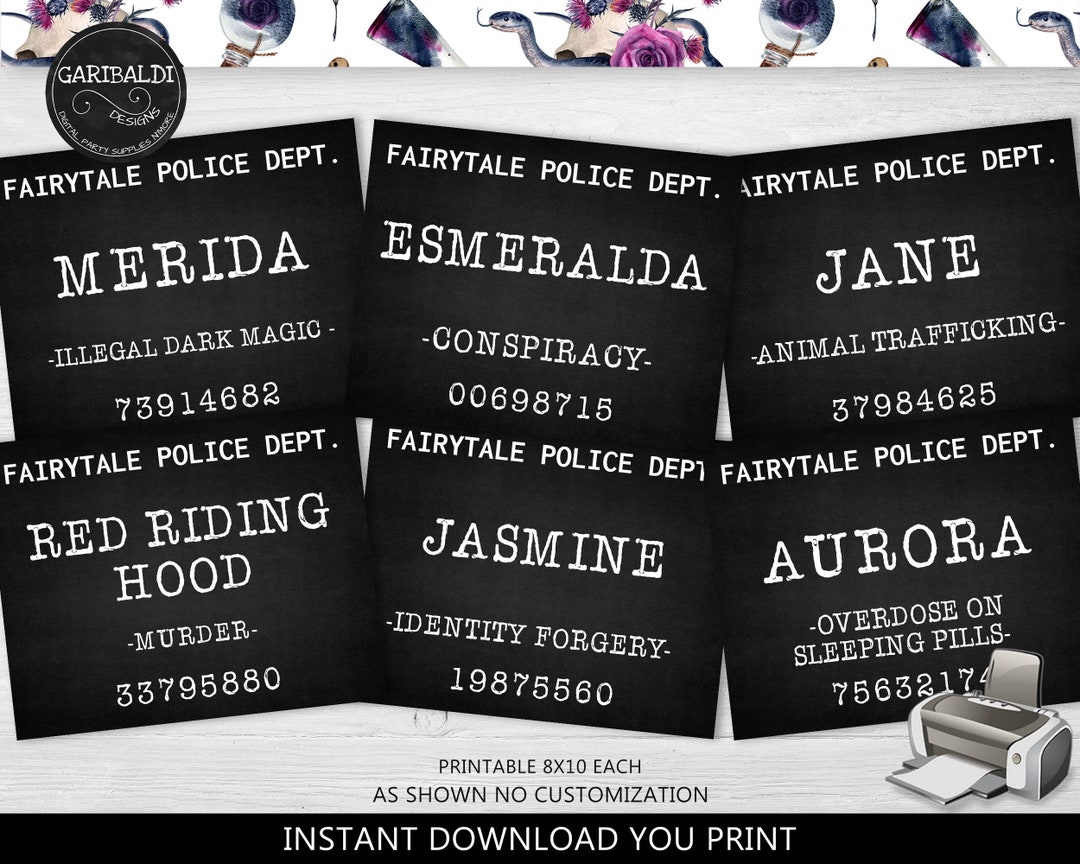 Princess Mugshot Sign Printable Mugshot Sign Photo Prop Mugshot Board ...