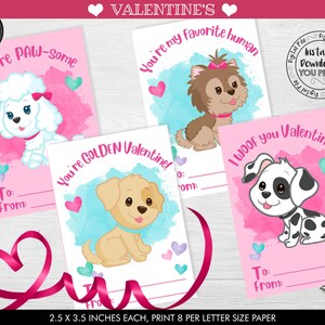 Puppy Valentine's Day Cards Kids School Classroom Puppy Valentine Card ...