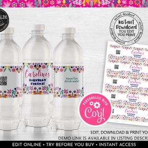 Editable Water Bottle Labels, Mexican Fiesta Water Labels, Printable ...