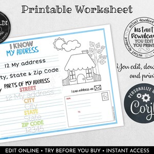Editable My Address Worksheet I Know My Address Coloring Worksheet ...