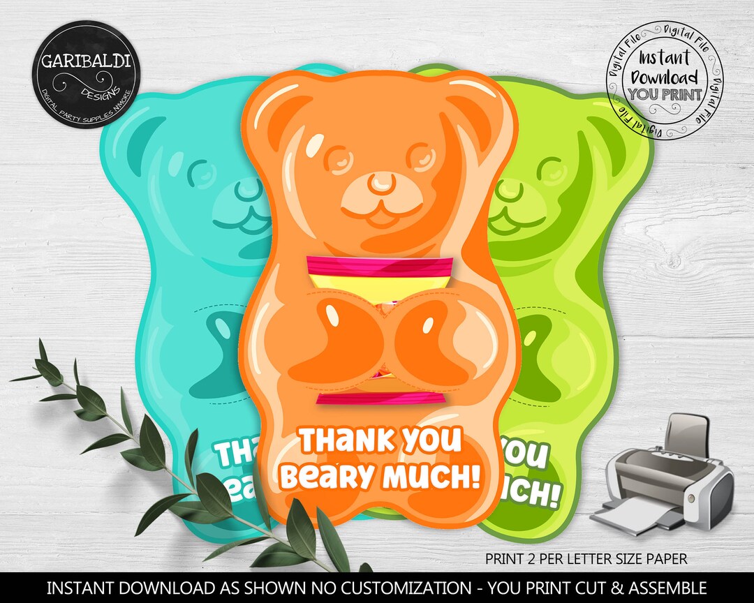 Gummy Bears Thank You Cards Holders Teacher Staff Coworkers ...