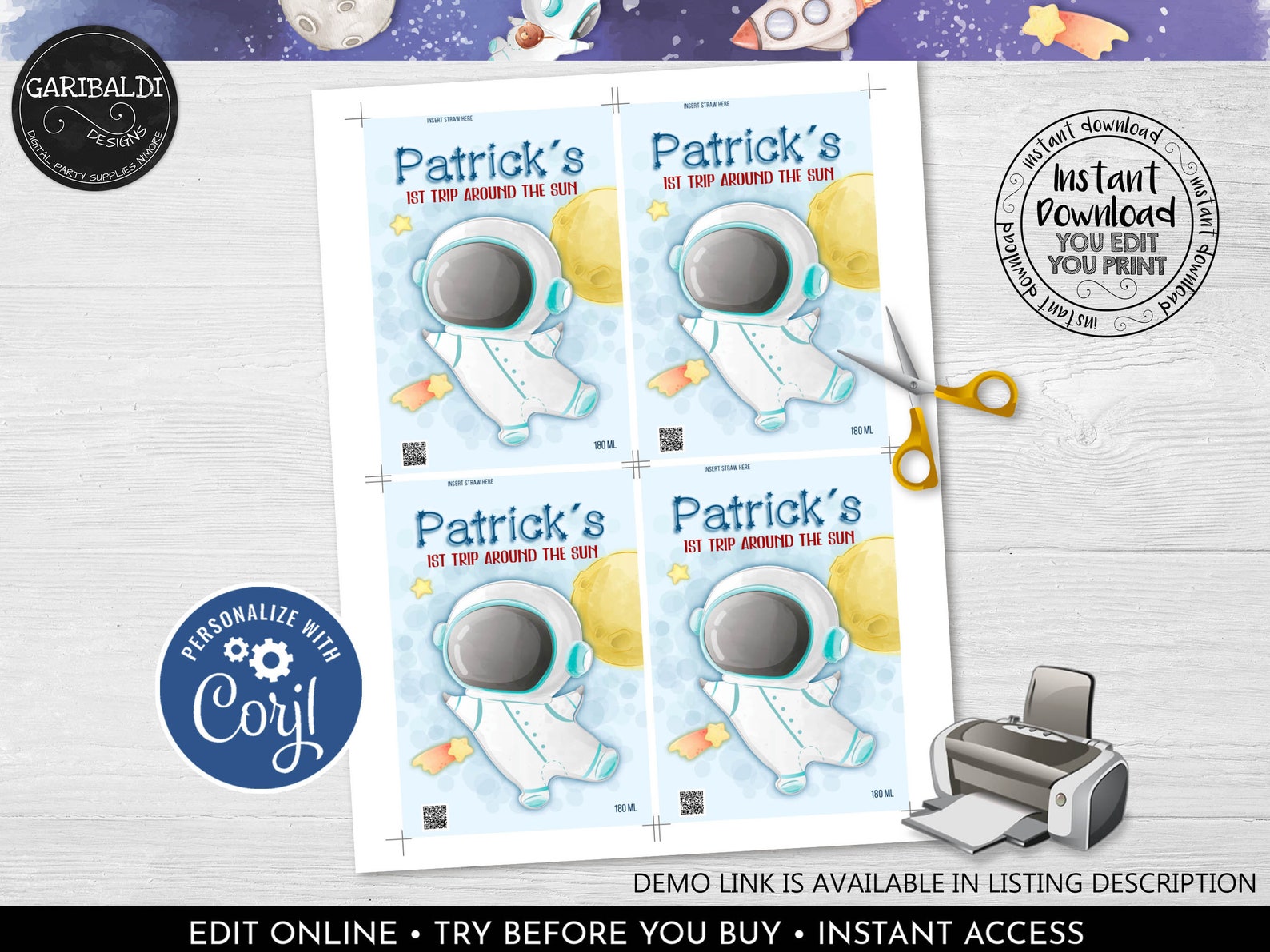 Editable Outer Space Juice Pouch Labels Template Galaxy Party Decor ...