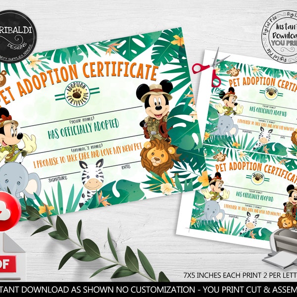 Adoption Certificate - Etsy