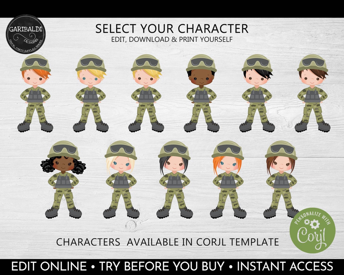 Editable Soldier Cake Topper Printable Army Cake Topper - Etsy