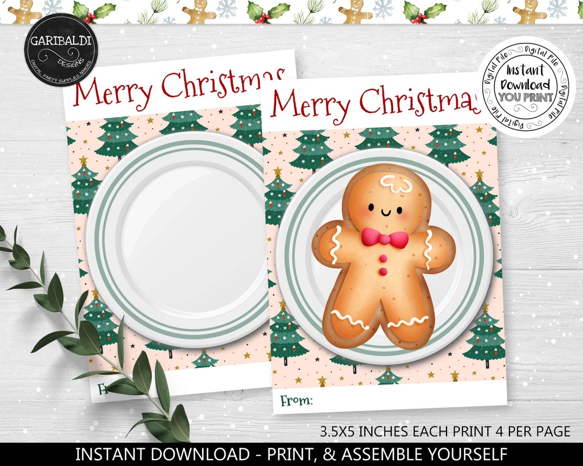 Printable Christmas Cookie Card Santa Cookie Tag Instant Download ...